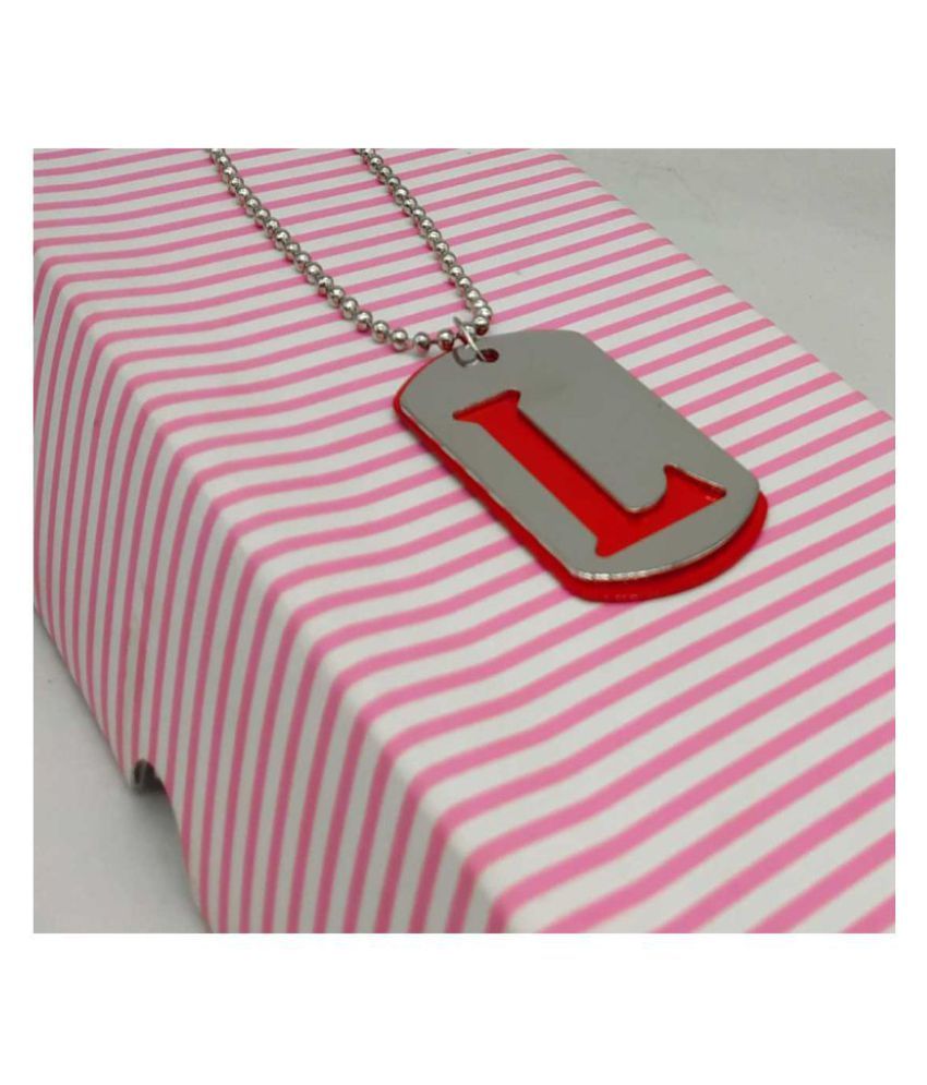 Men Style Letter L Alphabet Locket With Chain Stainless Steel, Metal ...