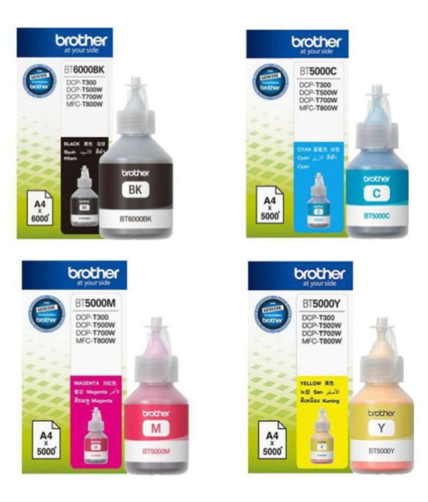 BlueBox Brother BT5000/6000 Multicolor Pack of 4 Ink bottle for Brother ...