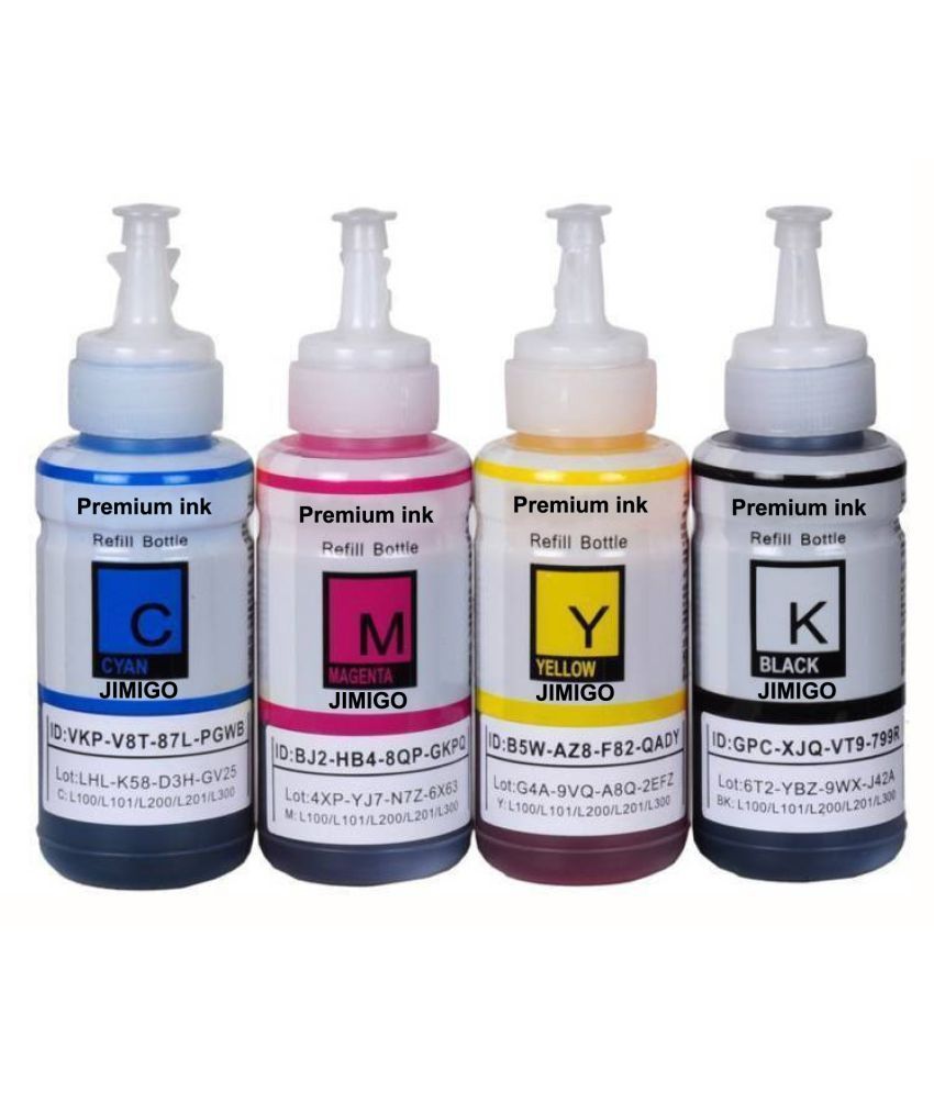 JIMIGO INK FOR EPSON L365 Multicolor Pack of 4 Ink bottle for Refill ...
