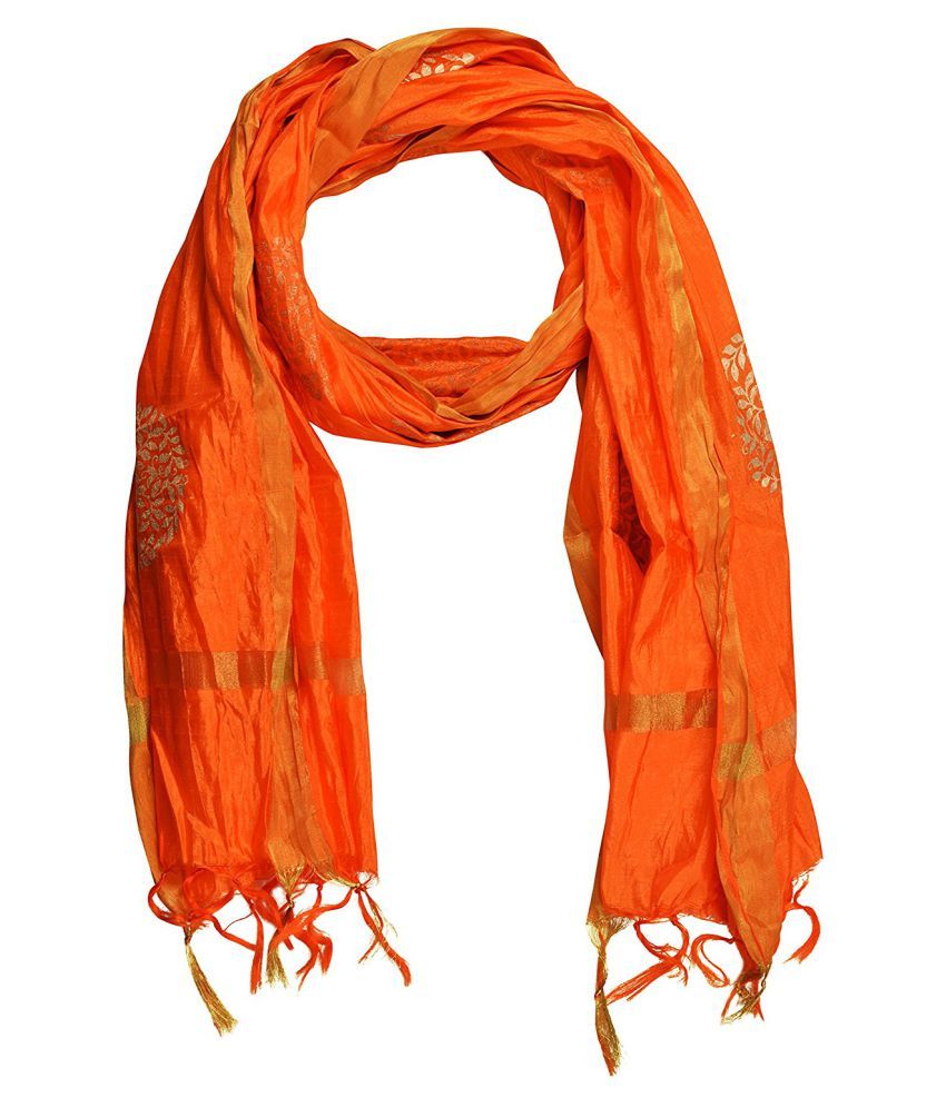 Diamo Orange Banarasi Silk Banarasi Dupatta Price In India Buy Diamo