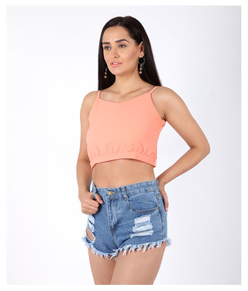 Chimpaaanzee Poly Crepe Crop Tops Peach Buy Chimpaaanzee Poly Crepe