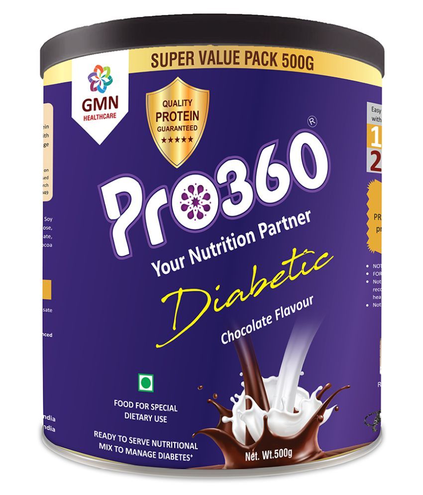 PRO360 Diabetic Protein Powder Health Drink Powder 500 Gm Chocolate PRO360 Diabetic Protein Powder Health Drink Powder 500 Gm Chocolate