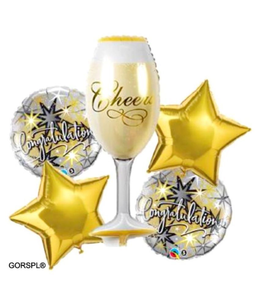 5 PCS MULTI-COLORED CHEERS THEMED CELEBRATION FOIL BALLOON COMBO SET ...