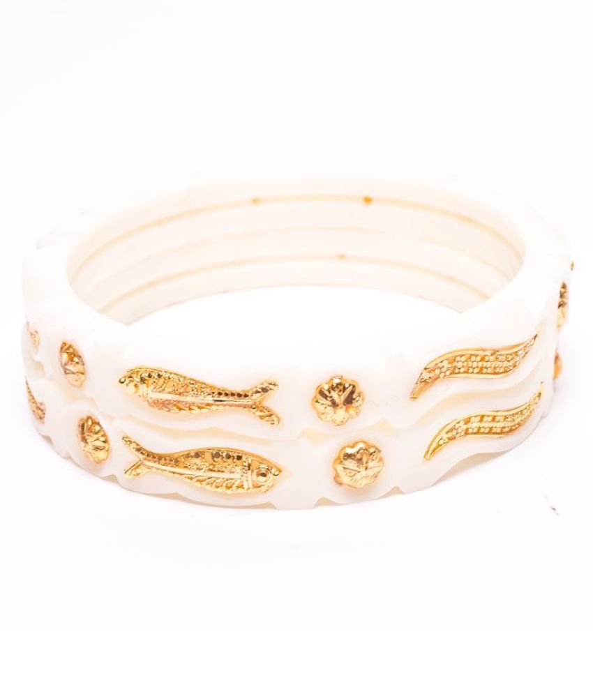Manikya City Girl Shaka White 24 Carat Micro Gold Plated Bangles Pack ...