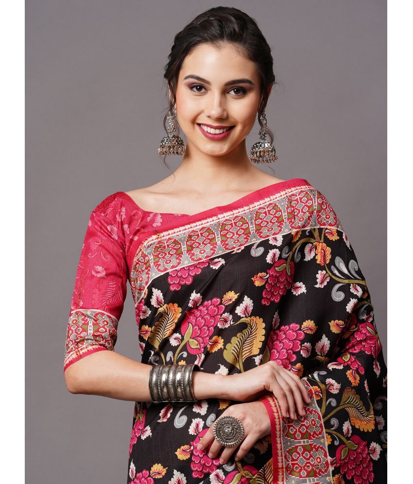 Saree Mall Black Bhagalpuri Silk Saree Single Buy Saree Mall Black