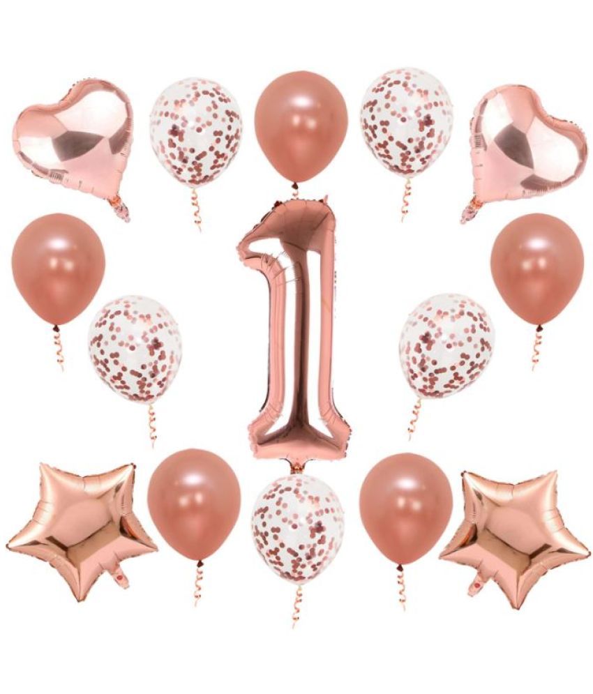Blooms Mall Rose gold Decoration Kit - 1 rose gold number foil balloon ...