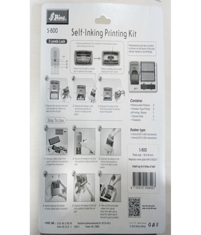 Shiny Self Inking Stamp S-800 Printing Kit DIY Set Self Inking Stamp ...